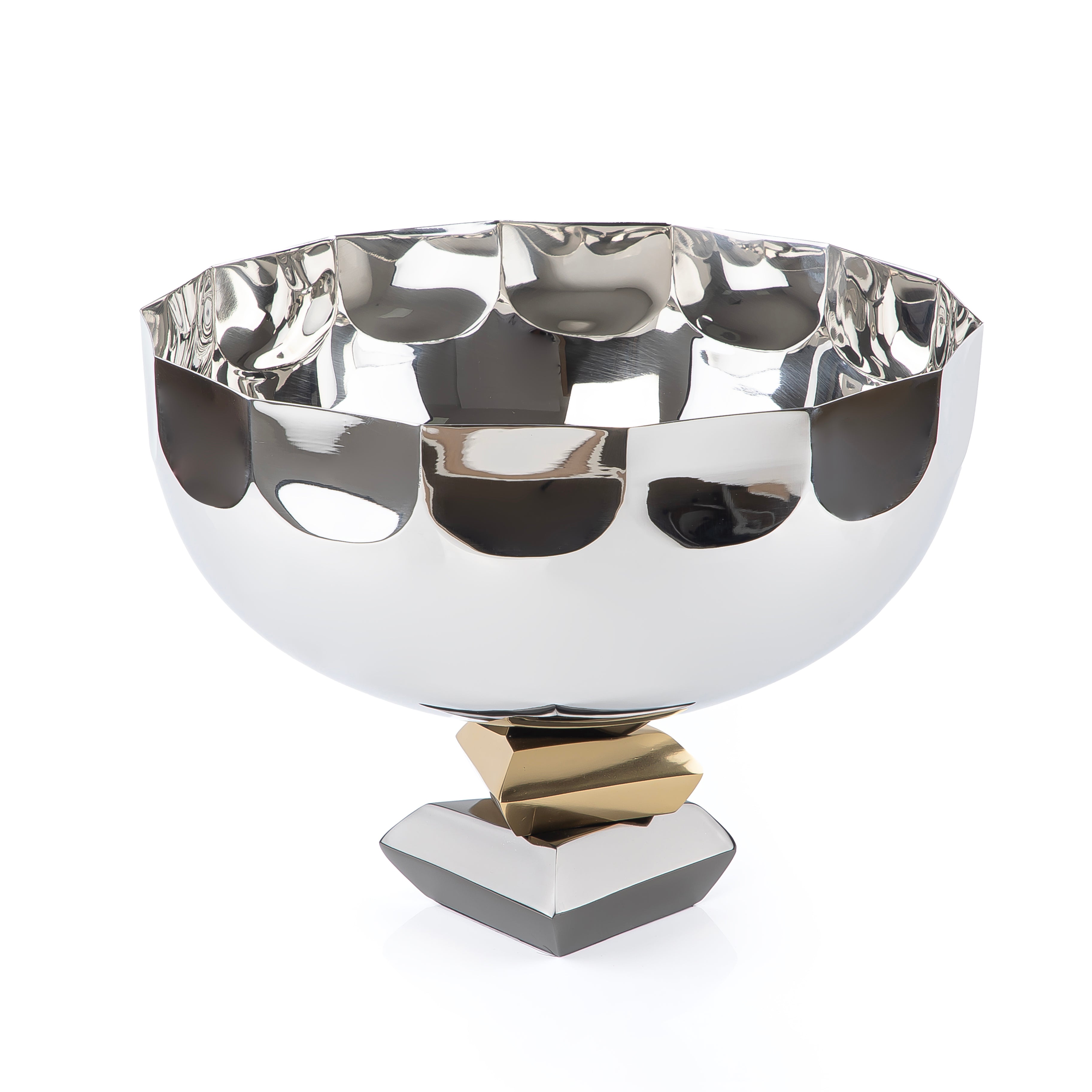 Round Metal Serving Bowl Gold and Black color – CascadesKsa