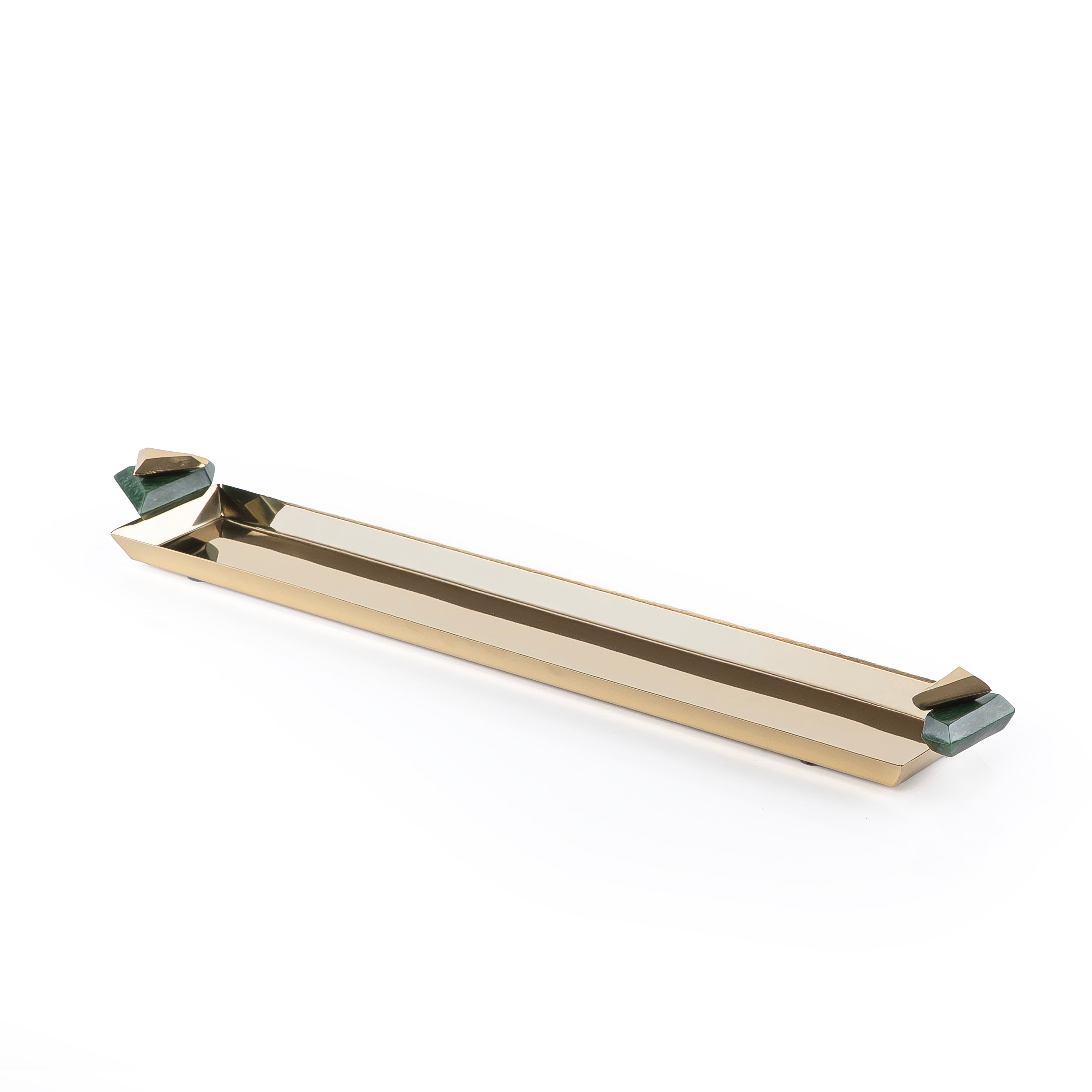 Long Metal Serving Tray Gold & Green - Large – CascadesKsa