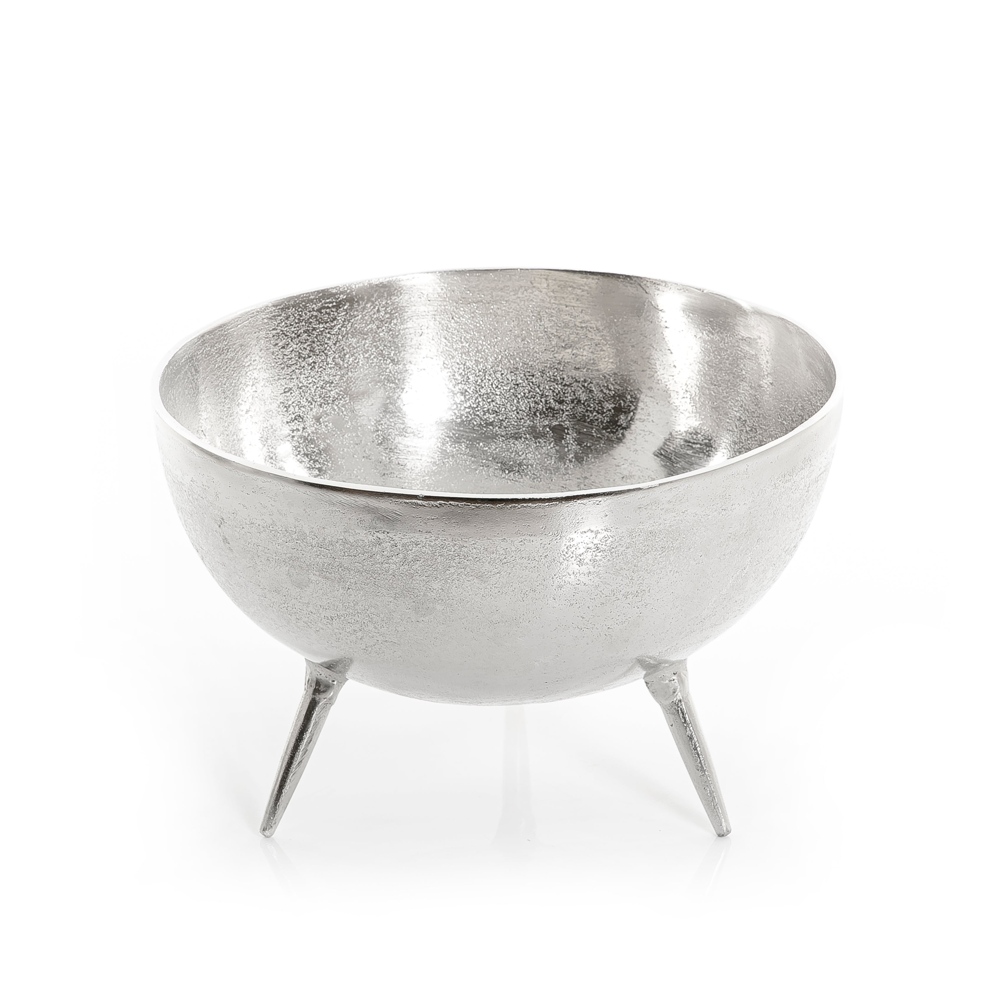 Silver Round Metal Bowl With Legs – CascadesKsa