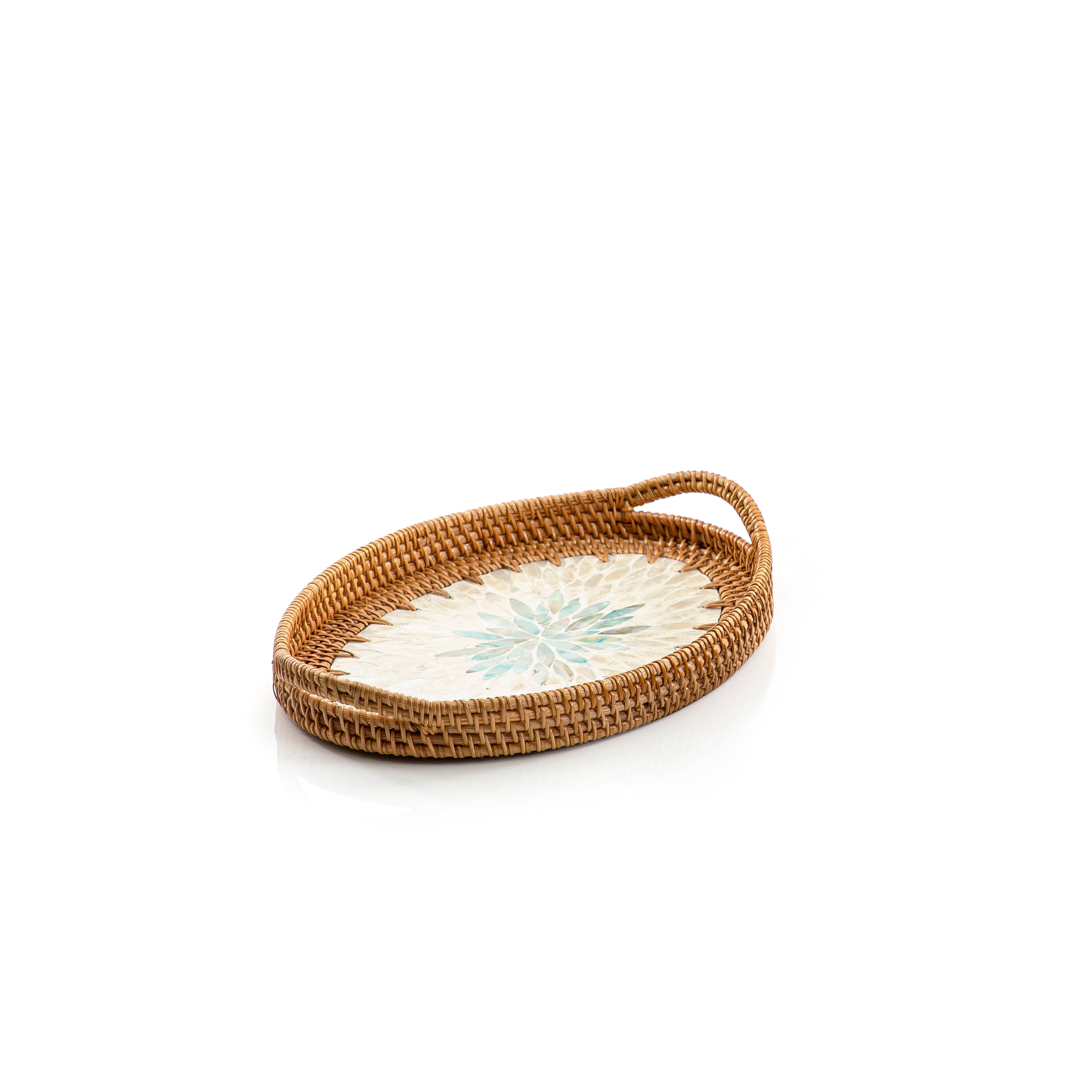 Oval Rattan And Vietnamese Mop Tray With Hands &VerticalLine;