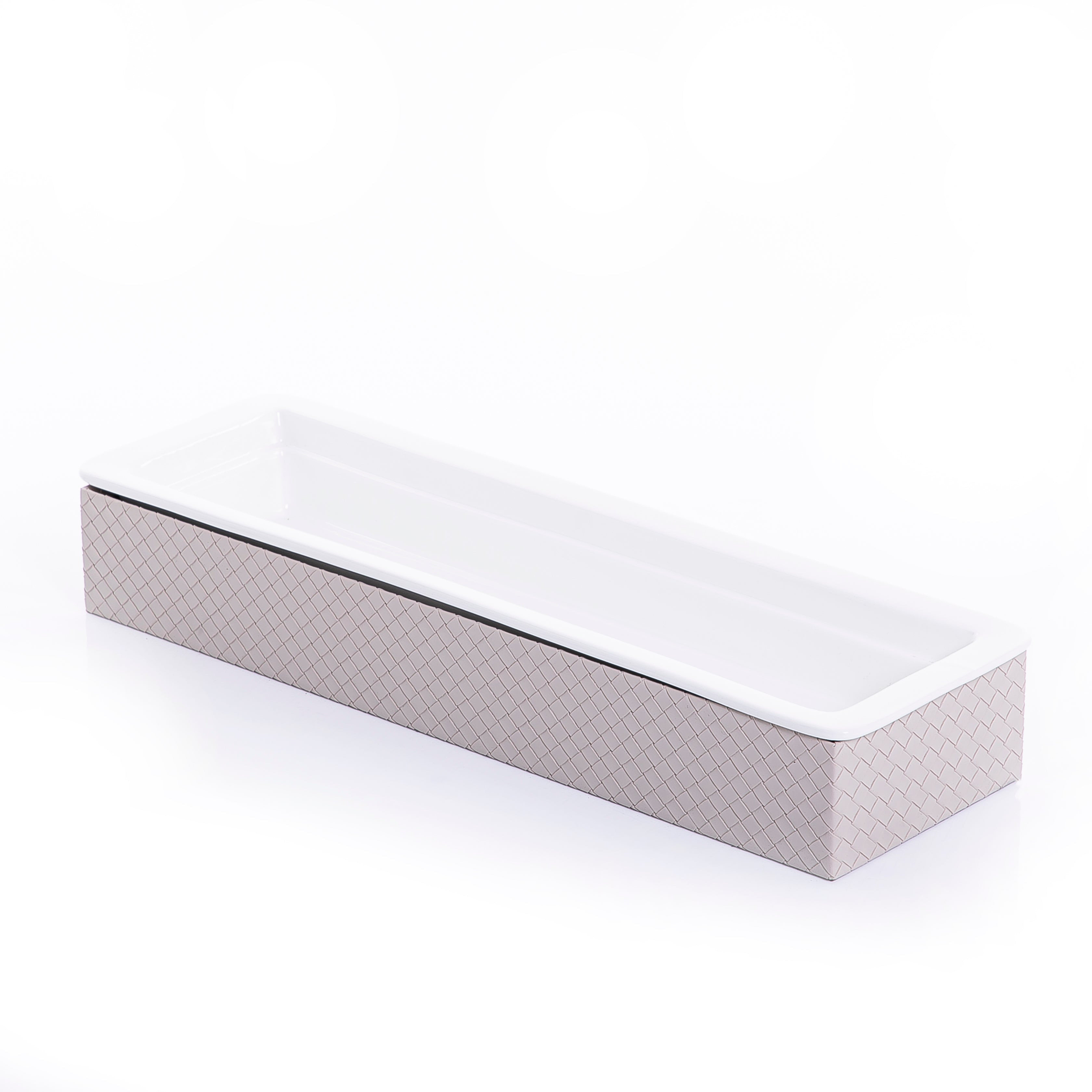 rectangular ceramic plate with beige leather base &VerticalLine;