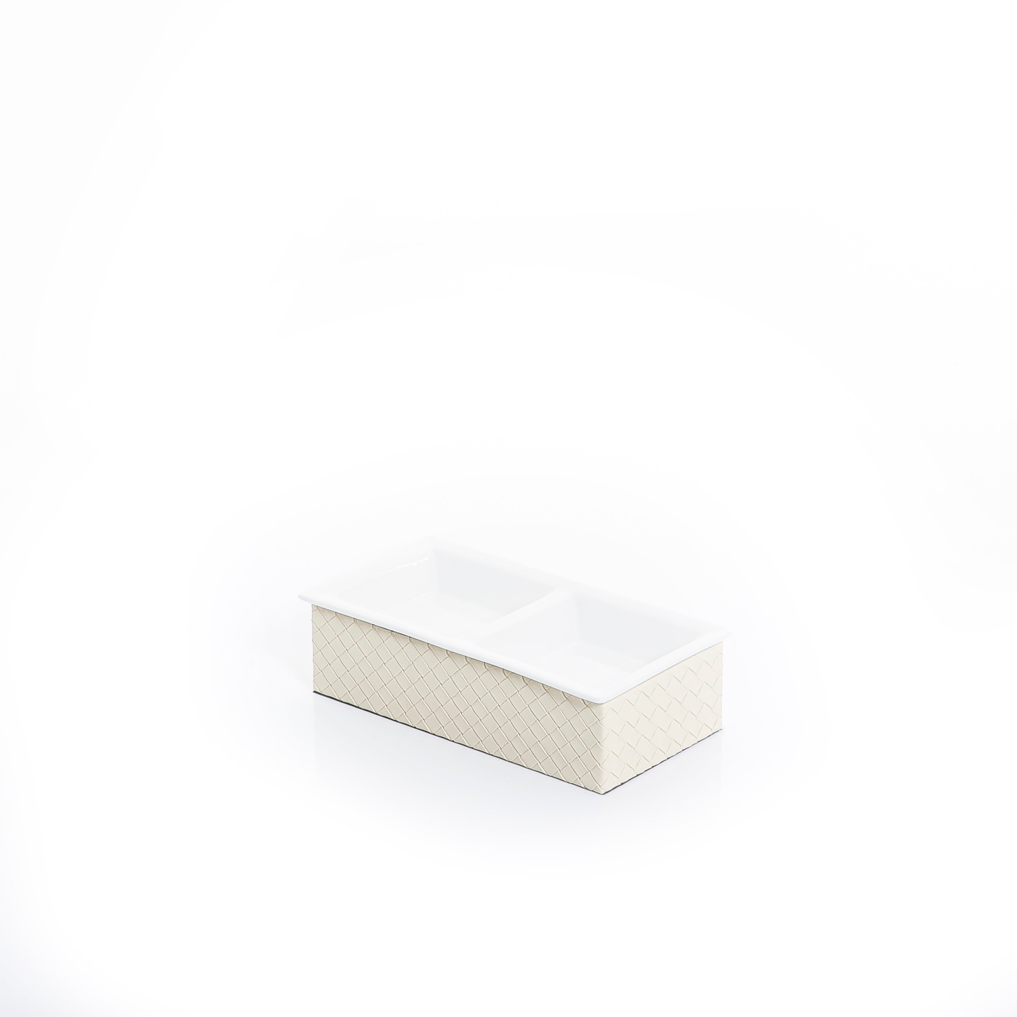 rectangular ceramic plate with white leather base &VerticalLine;