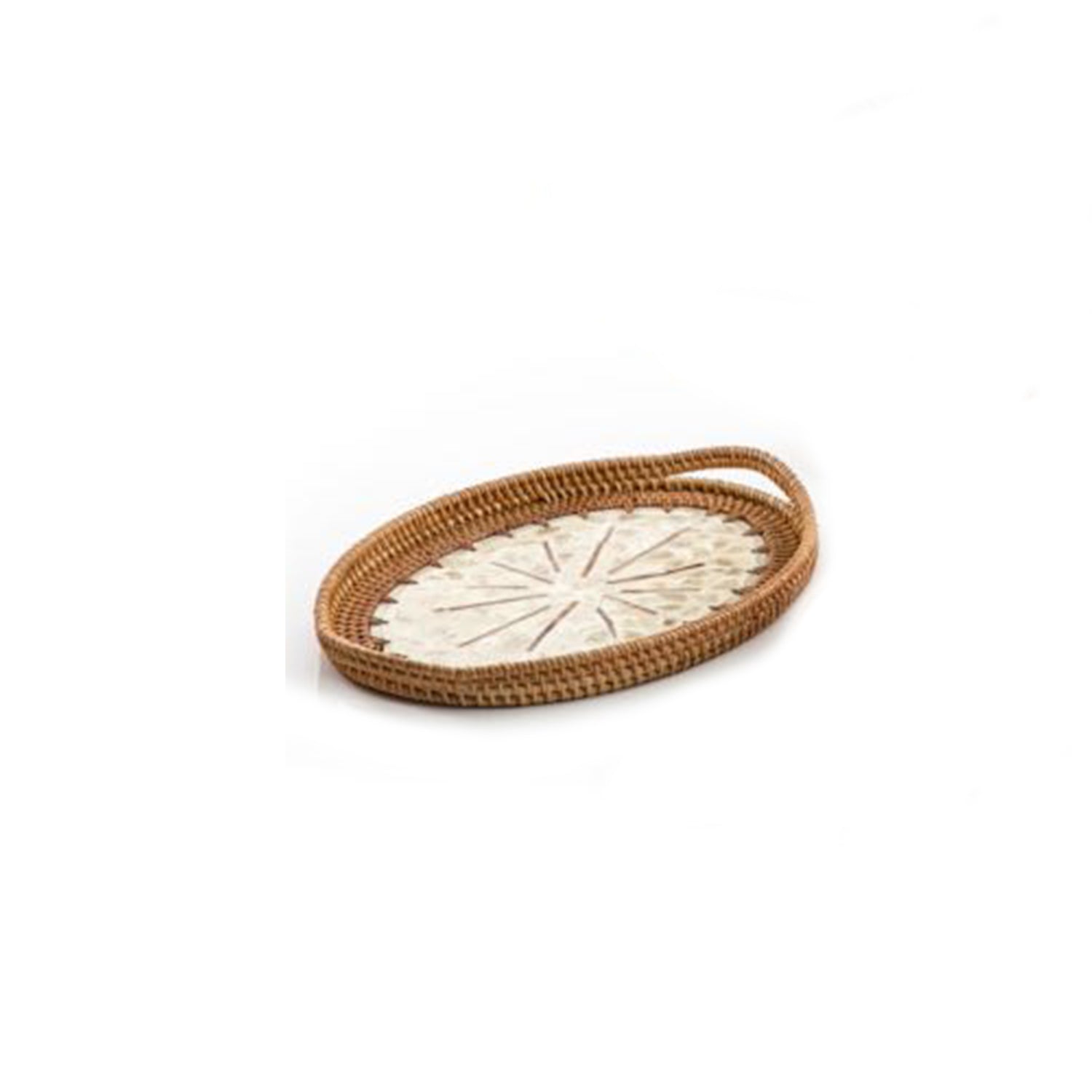 Oval Rattan And Vietnamese Mop Tray With Hands &VerticalLine;