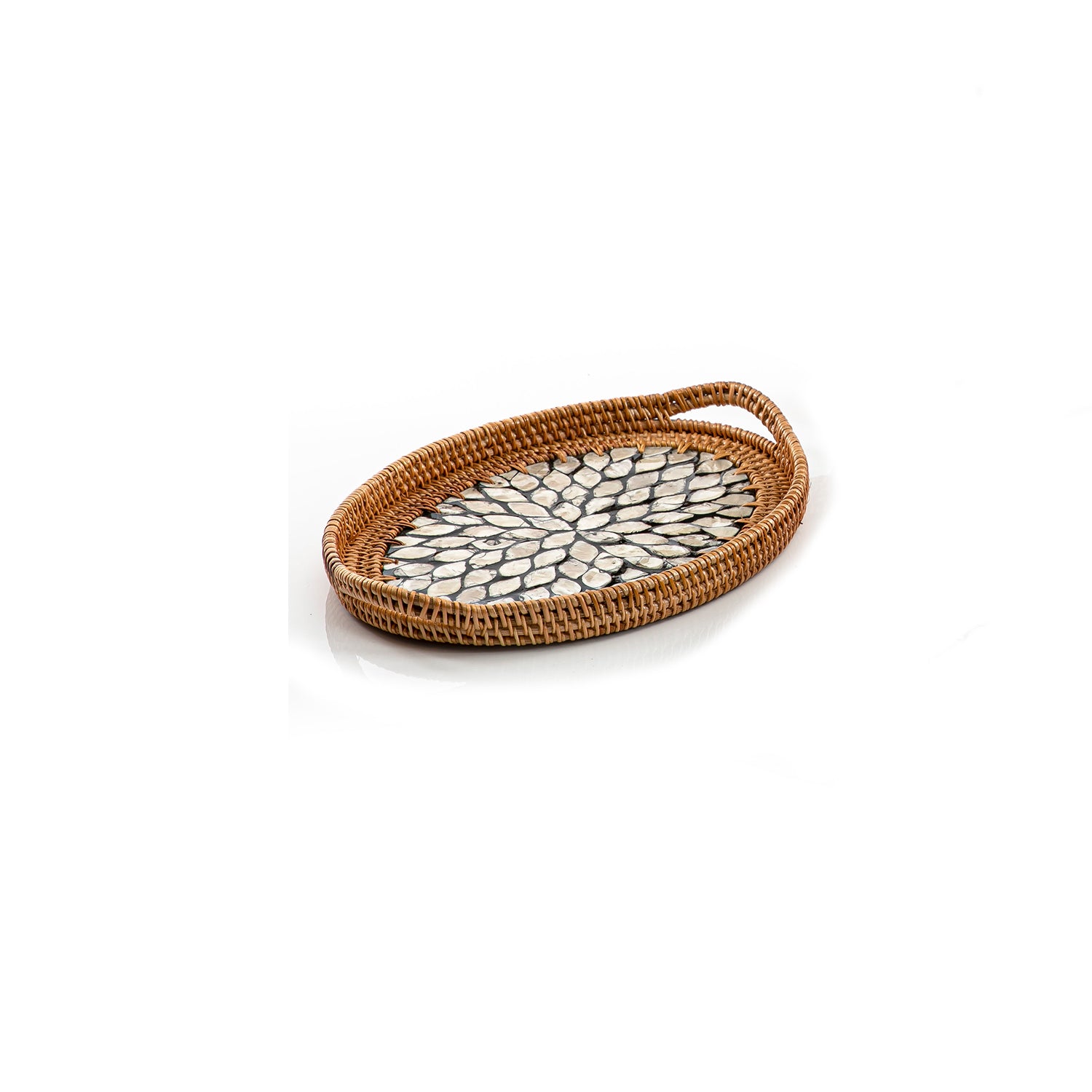 Oval Rattan And Vietnamese Mop Tray With Hands &VerticalLine;