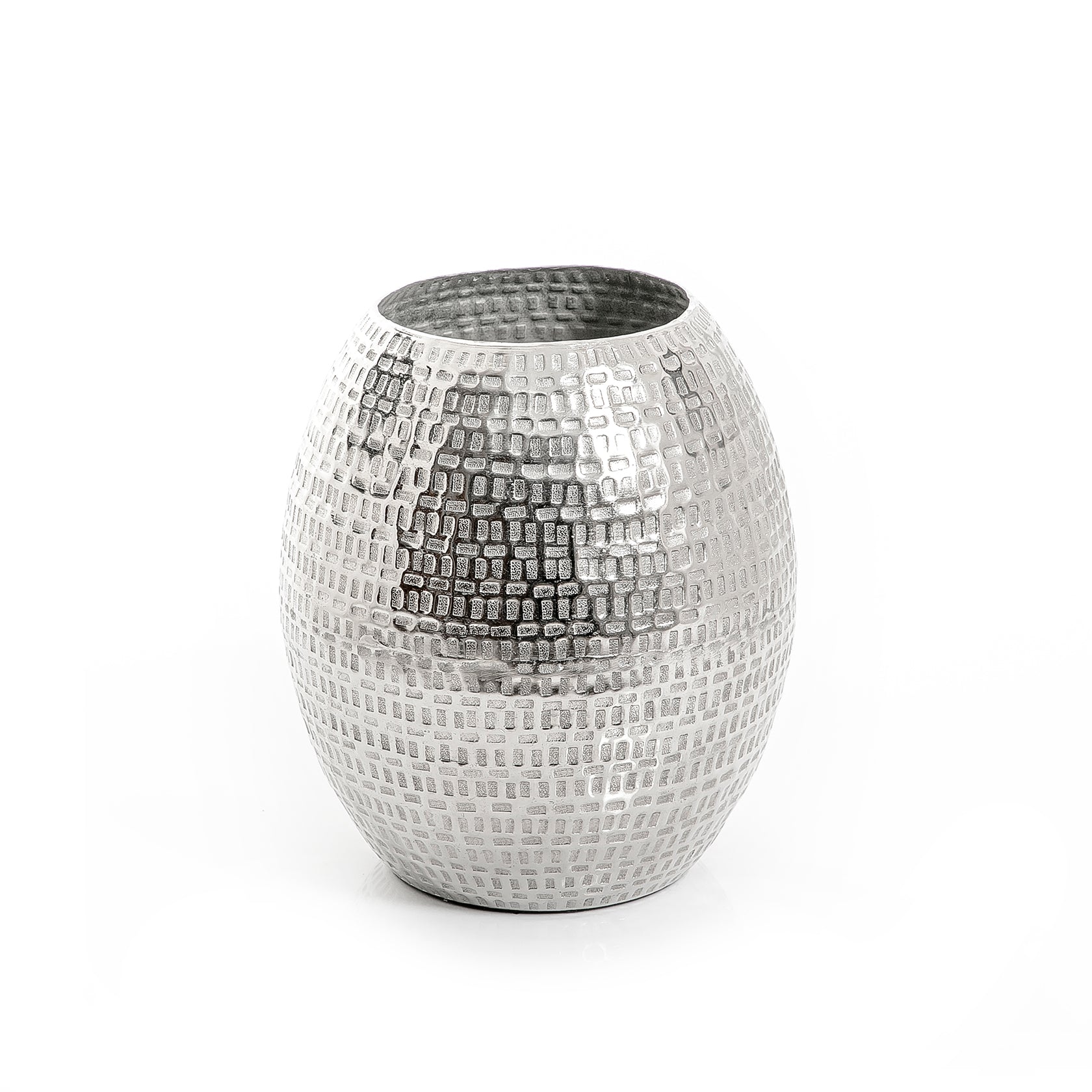 Large Round Metal Vase With Hammered Design &VerticalLine; Cascades KSA