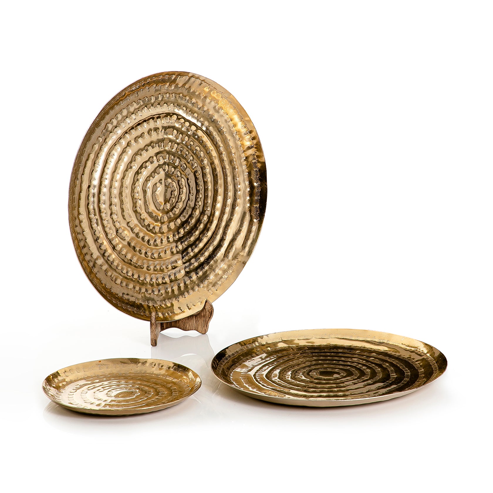 Set Of 3 Round Flat Metal Trays &VerticalLine;
