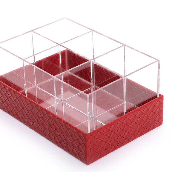 بوكس جلد بنقوش مع حامل مشروبات مقسم من الأكريليك &VerticalLine;