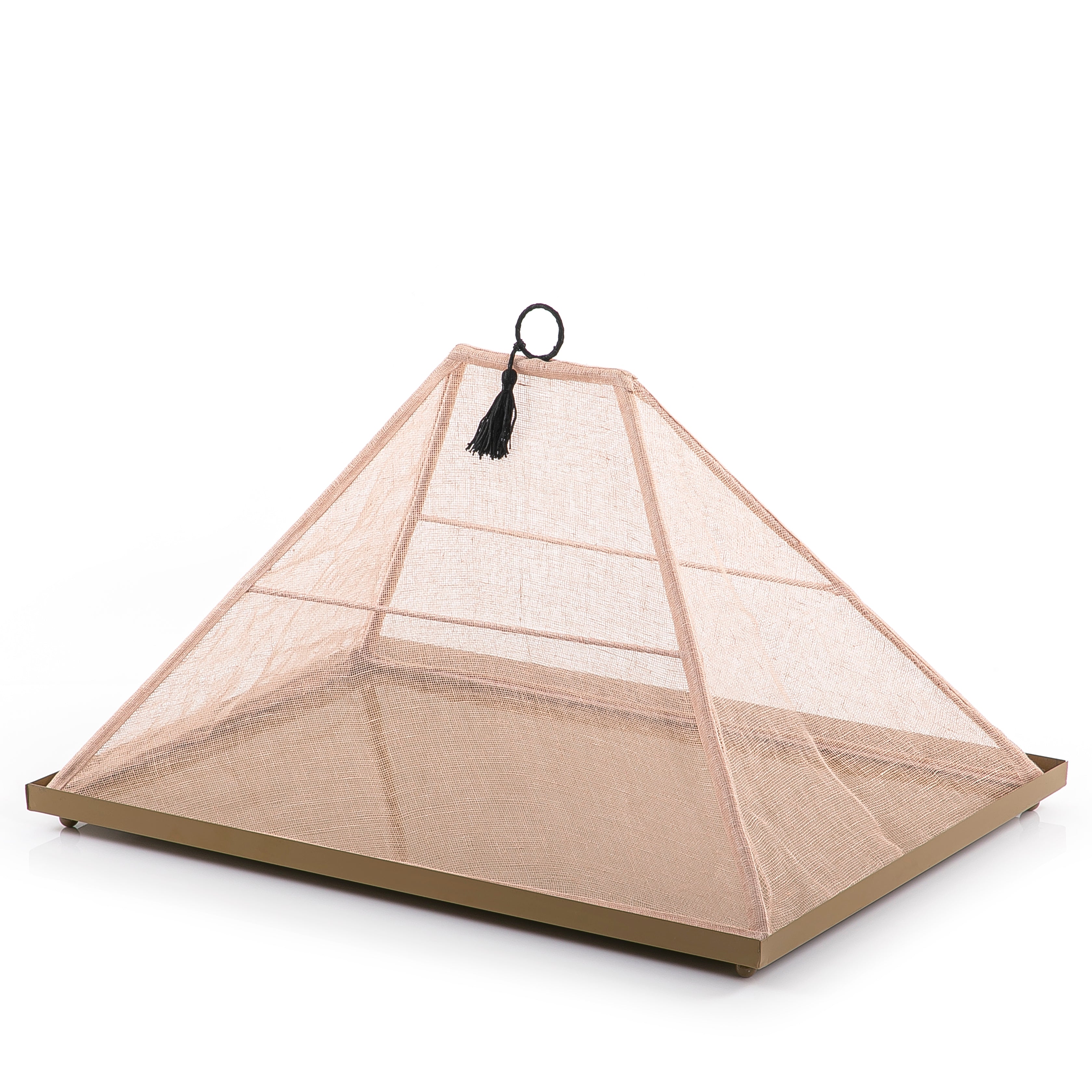 Large Metal Tray with Foldable Pyramid Linen Cover &VerticalLine;