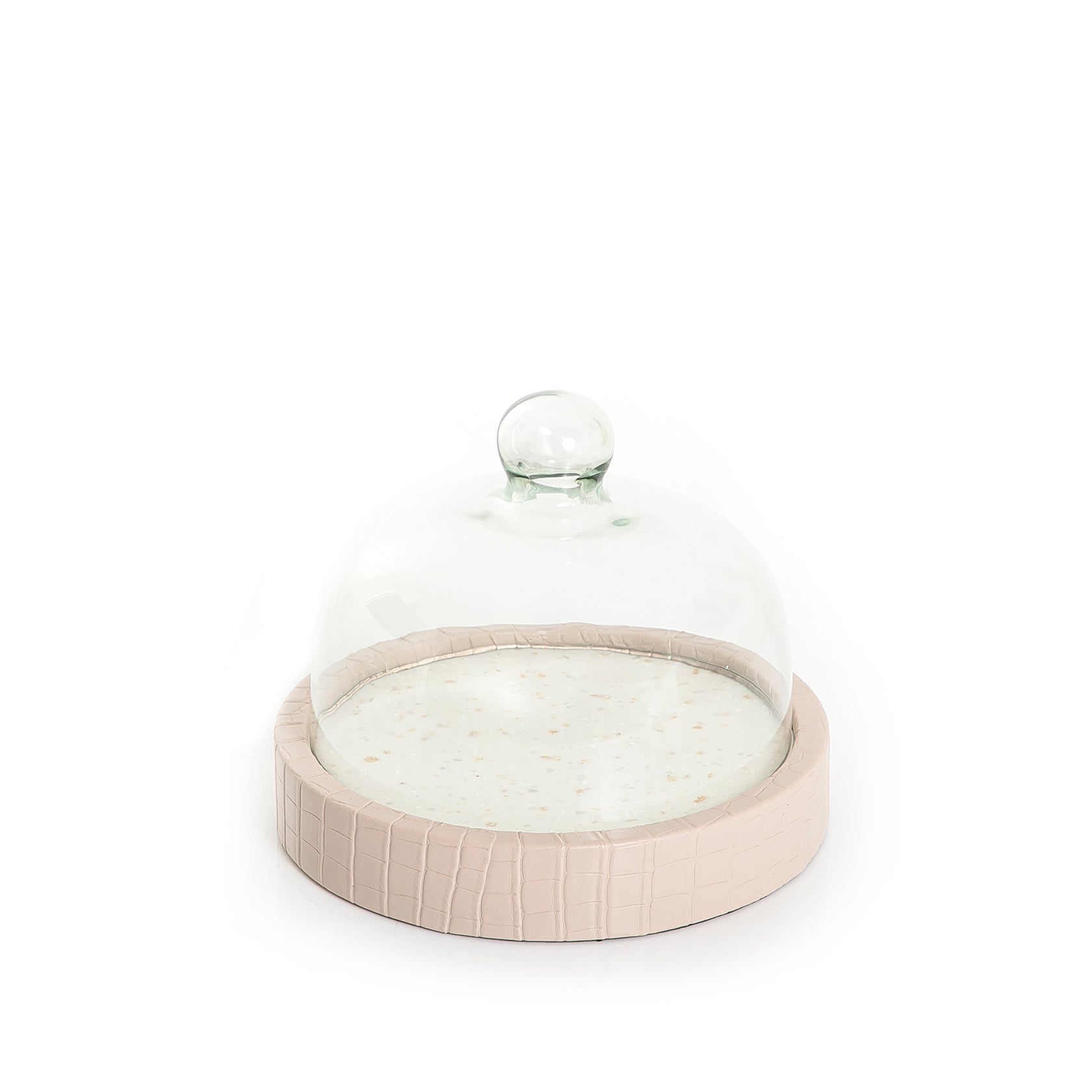 Small Marble Stand with Leather and Glass Cover &VerticalLine;